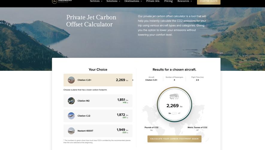 Paramount Business Jets Updates Aircraft Emissions Calculator ...